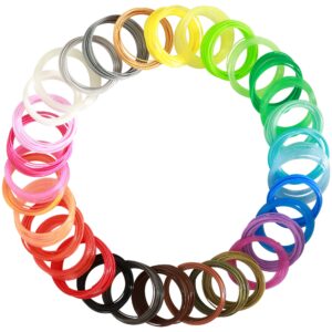 32 Colors Beautiful 3D Printing PLA Filament Sample Refill Pack, Each Color 10ft, Total 320ft PLA Refills, Fit for Most 1.75mm 3D Printer & 3D Pen, with Extra 4 Silicone Finger Caps by OEM MIKA3D