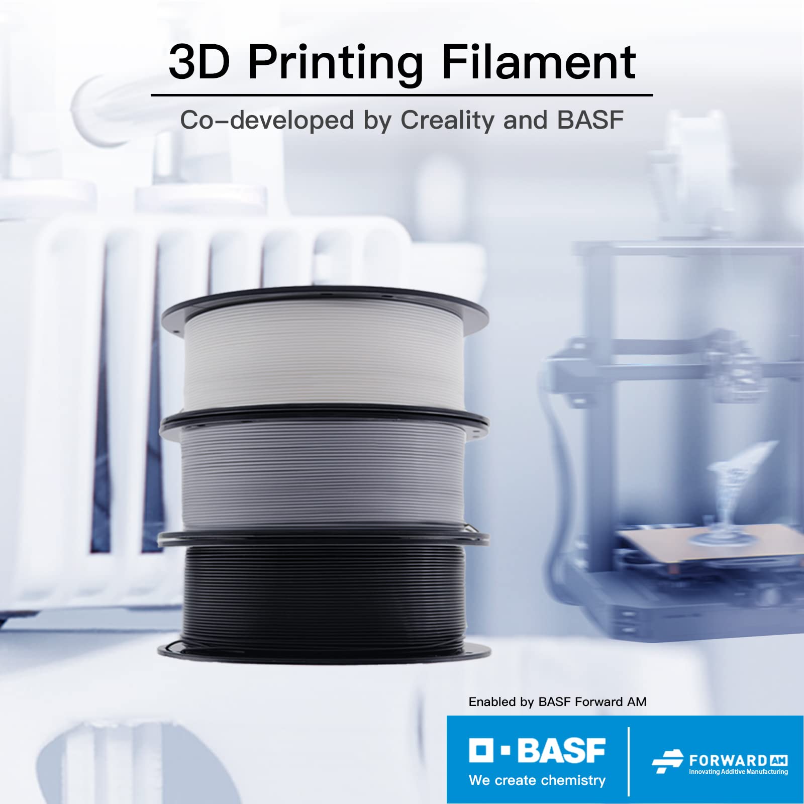 Creality 3D Printer Filament PLA 1.75mm 1KG Spool, 3D Printing Filament, Less Bubbles No Odor, High Toughness Print PLA Filament BASF for Most FDM 3D Printer, Dimensional Accuracy +/- 0.03 mm, Black