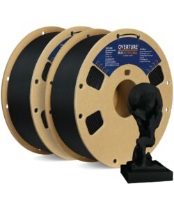 overture pla plus (pla+) filament 1.75mm pla professional toughness enhanced pla roll, cardboard spool, premium pla 1kg(2.2lbs), dimensional accuracy 99% probability +/- 0.03mm (black,2-pack)