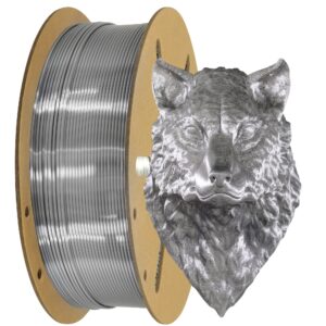 mkoem 3d printing filament 1.75mm silk metallic silver pla 3d printer filament, 1kg 2.2lbs 3d printing material silk pla, high diameter tolerance, widely fit for 3d printer/3d pen, 1kg silk silver pla