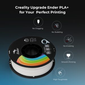 Official Creality Upgrade Ender 3D Printer Filament, White PLA+ Filament 1.75mm, 1kg Spool (2.2lbs), Accuracy +/- 0.02mm, 3D Printing Filament, Strong Toughness, Vacuum Packaging, Environment Friendly