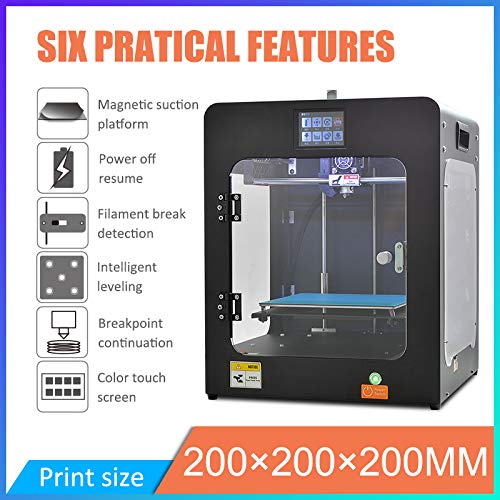 HUAFAST 3D Printer HS-Mini S High Resolution Enclosed Industrial Large Size 200x200x200mm Build Area Support 1.75mm PLA ABS PETG Wood TPU Flexible Filament for School Education Family Maker DIY Liker