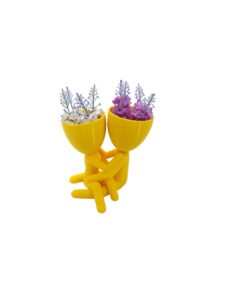 duhaline valentine humanoid flower pot, 3d printing head planter pot, decorative pla succulent planter, mini flower pot with shape of a human face, human shaped mini cactus pot (d:2.17”) (yellow)