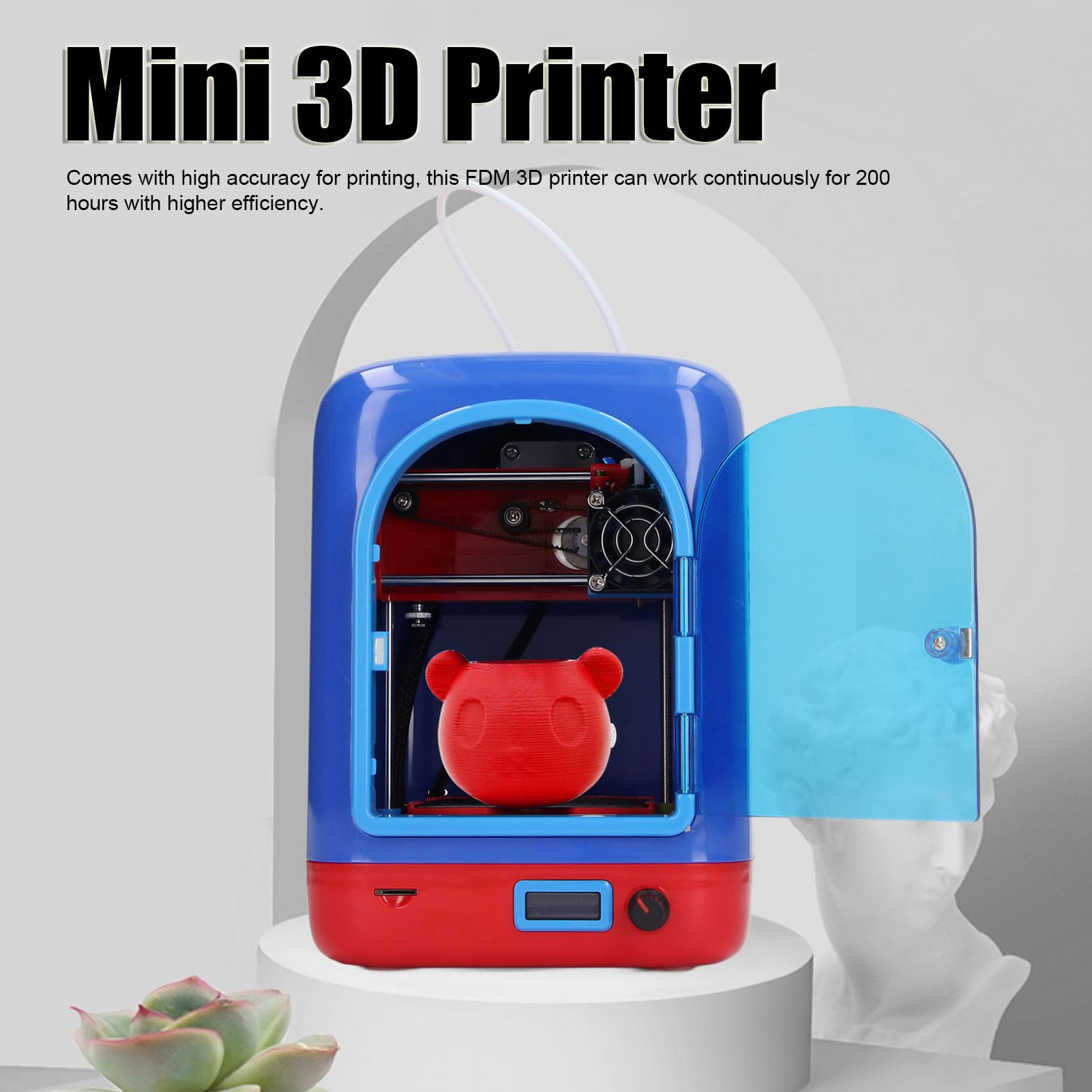 Mini 3D Printer FDM 80x80x80mm 3D Printer Kit 0.6mm Nozzle with PLA Consumable for Kids Beginners DIY Crafting (US Plug)