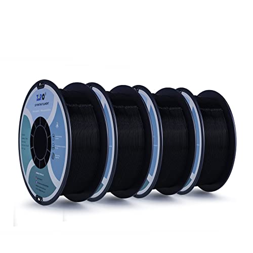 ZIRO PLA Filament 1.75mm,3D Printer Filament PLA PRO Basic Color Series 1.75MM Total 4KG(8.8lbs), Dimensional Accuracy +/- 0.03mm,Black(1KG X 4 Spools Pack)