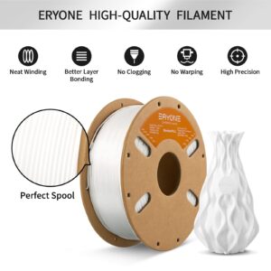 ERYONE PLA Filament 1.75mm, 3D Printer Filament PLA +/- 0.03mm, 1kg(2.2lbs)/Spool, White