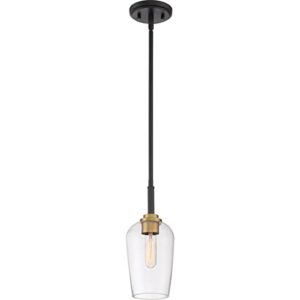 quoizel sgr1505ek sagamore mini pendant ceiling lighting, 1-light 100 watt, 13" h x 5" w, earth black