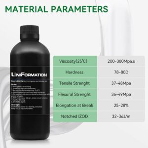 Uniformation 8k 3D Printer Resin PLA Plant Based Resin,Biodegradable 405nm UV Curing Photopolymer Rapid for 4K 6K 8K LCD/DLP/SLA 3D Printer Space Black 1kg