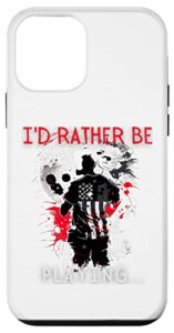 iphone 12 mini i'd rather be playing pickleball patriotic girl 4th july pla case