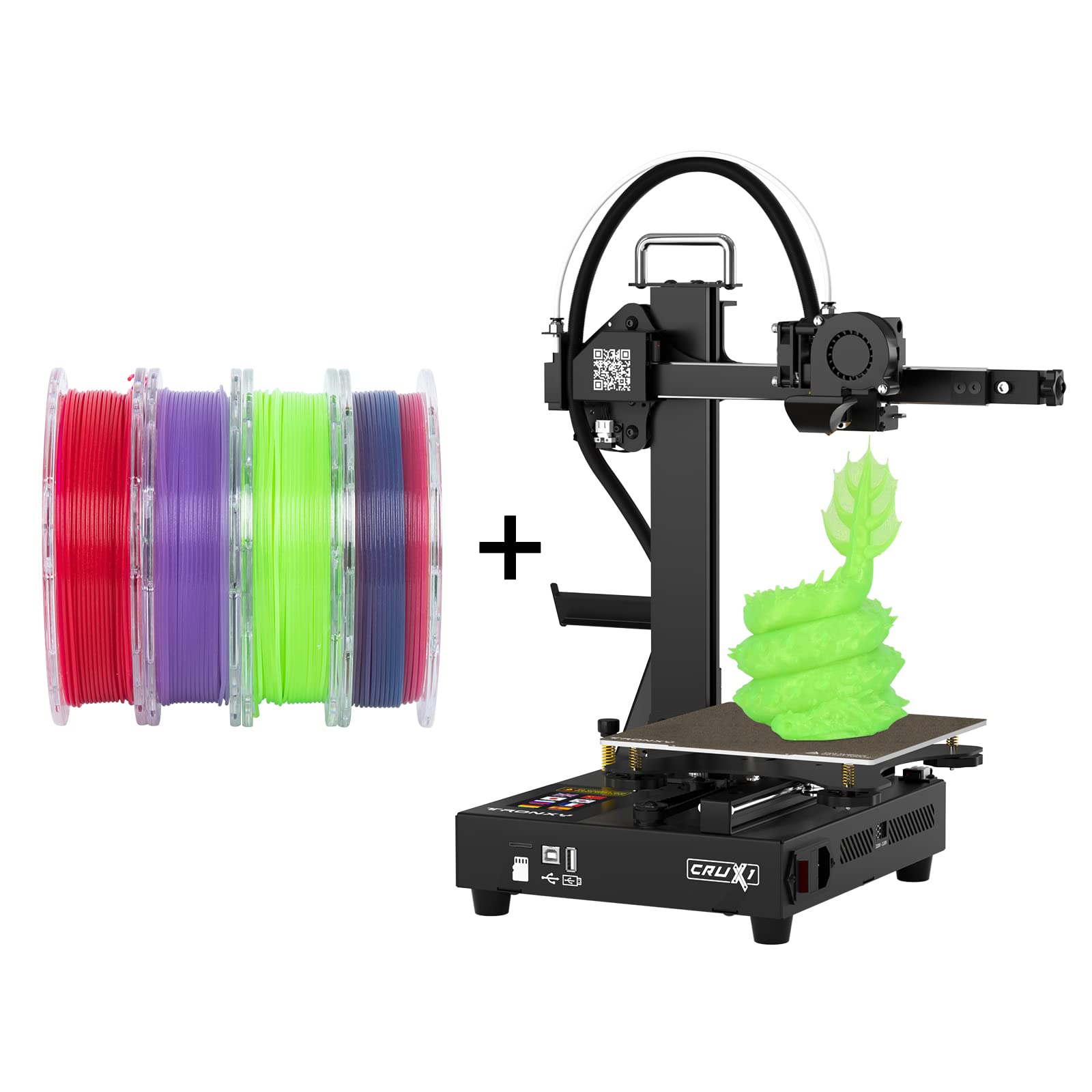 TRONXY Mini Desk 3D Printer CRUX1 with 4 Pack Colorful Glow in The Dark PLA 1.75mm 3D Printing Filament 250gx4