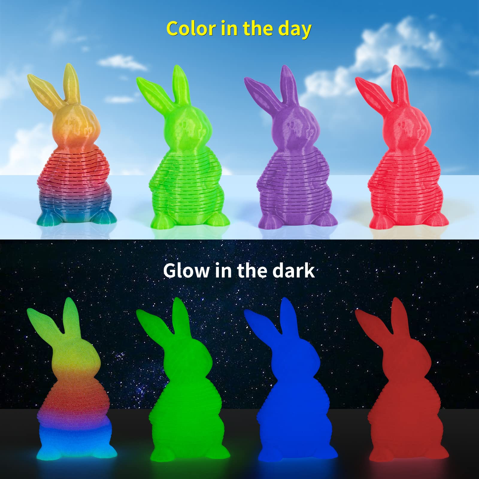 TRONXY Mini Desk 3D Printer CRUX1 with 4 Pack Colorful Glow in The Dark PLA 1.75mm 3D Printing Filament 250gx4