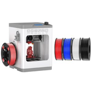 weedo tina2 3d printer with 1kg pla filament set, fully assembled and auto leveling mini 3d printers for kids and beginners, removable plateform, small enclosed fdm 3d printers for home use