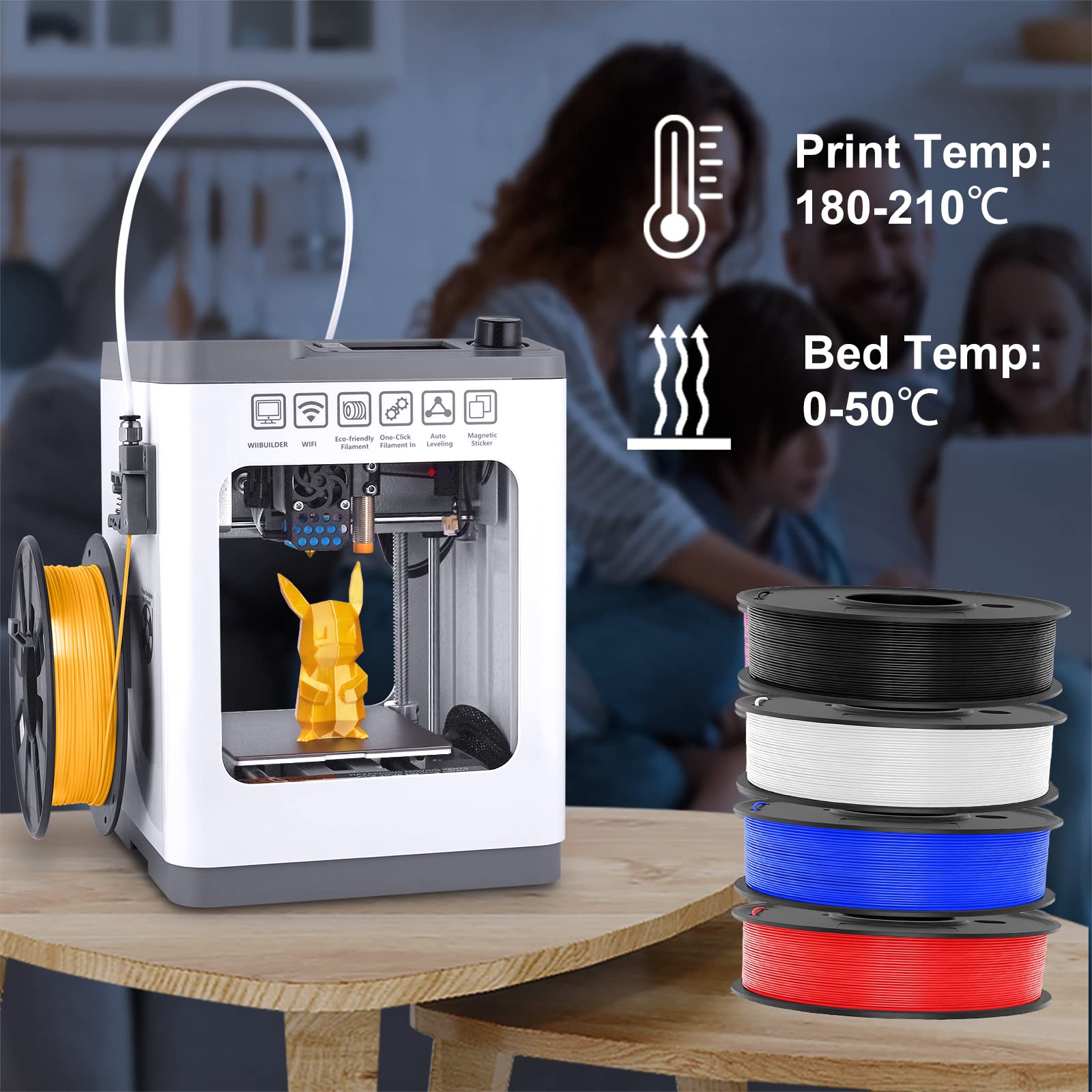 WEEDO Tina2 3D Printer with 1KG PLA Filament Set, Fully Assembled and Auto Leveling Mini 3D Printers for Kids and Beginners, Removable Plateform, Small Enclosed FDM 3D Printers for Home Use