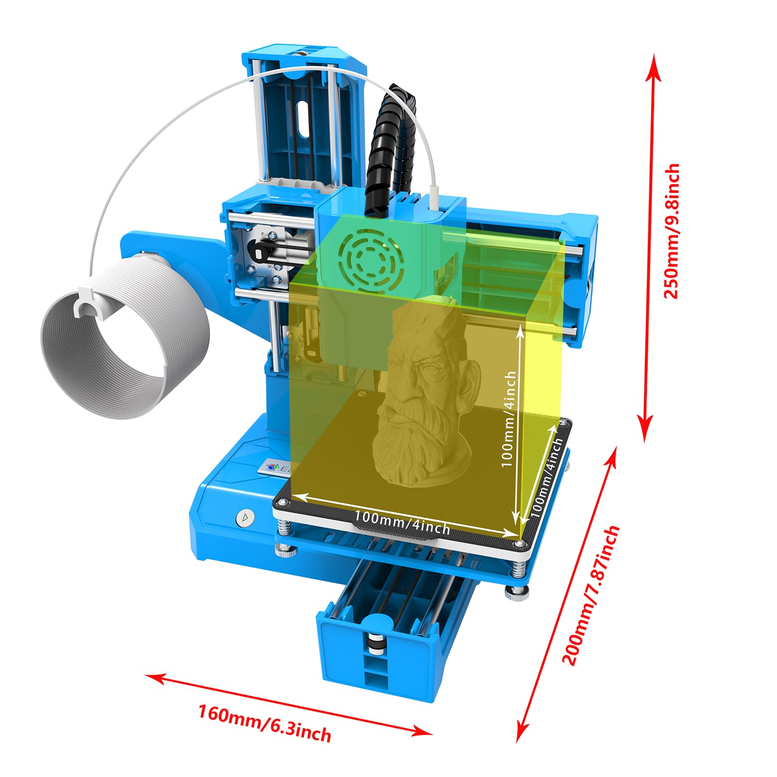 Wennzy 3D Printer Mini Desktop Printing Machine for Kids 100x100x100mm Print Size Removable Platform One-Key Printing with TF Card PLA Sample Filament for Beginners Household Education