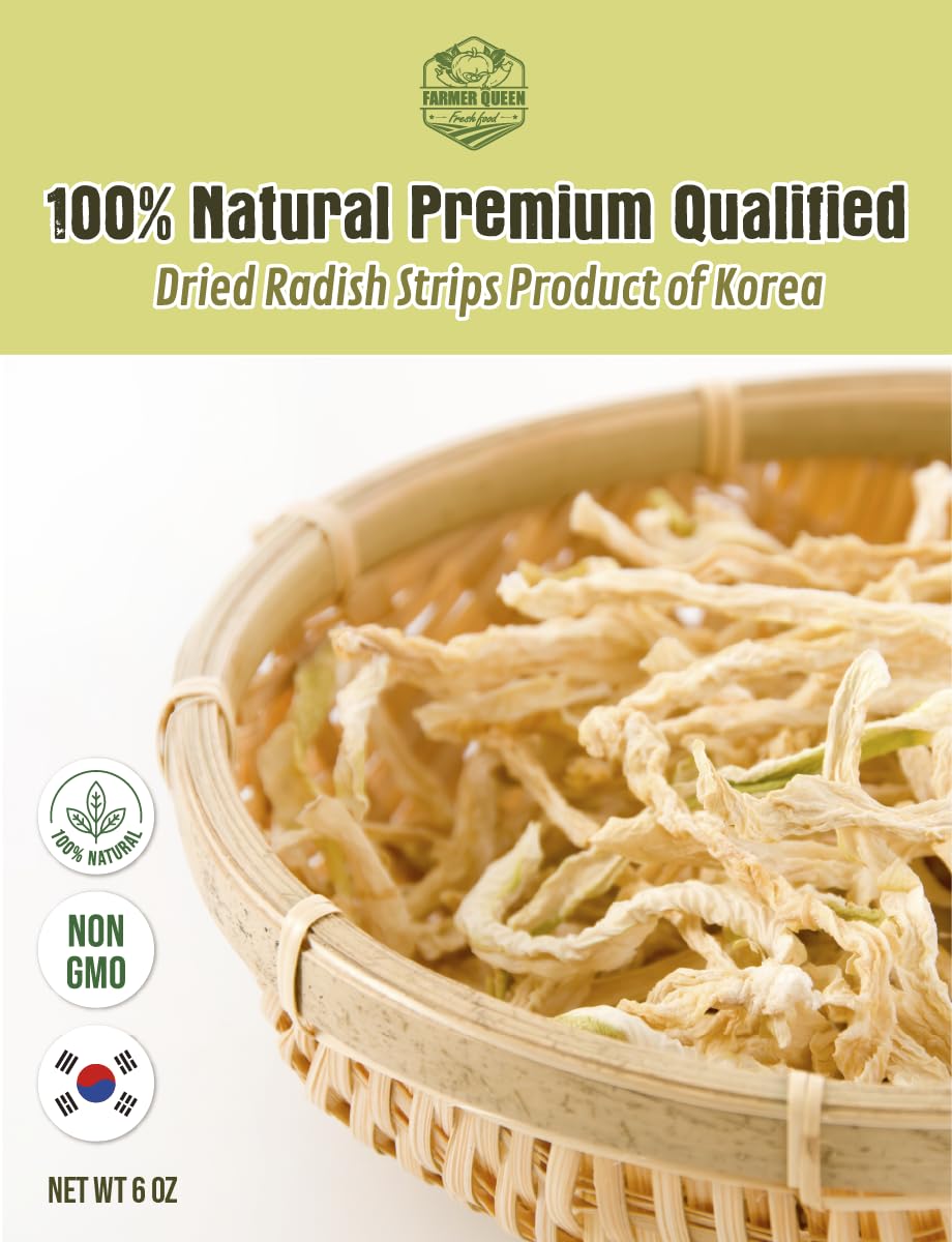 Korean Premium Dried & Sliced Daikon Radish 6 Ounce from Jeju Island, Korea 170 gram for Kimchi and Tea