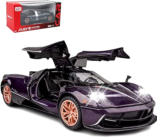 1:32 Alloy DieCast Metal Cars Model Collectible Pagani Huayra Dinastia Pull Back Vehicle, Pull Back Model Cars with Light and Sound，Children's Christmas Birthday Gifts,etc.(Purple)