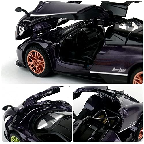 1:32 Alloy DieCast Metal Cars Model Collectible Pagani Huayra Dinastia Pull Back Vehicle, Pull Back Model Cars with Light and Sound，Children's Christmas Birthday Gifts,etc.(Purple)