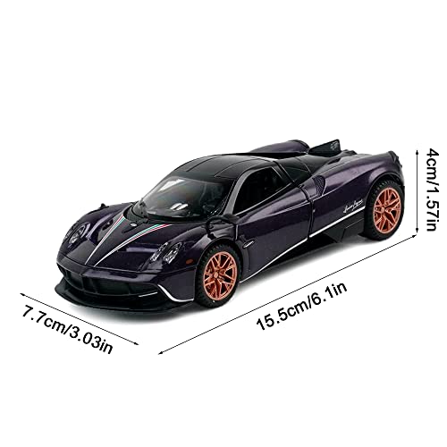 1:32 Alloy DieCast Metal Cars Model Collectible Pagani Huayra Dinastia Pull Back Vehicle, Pull Back Model Cars with Light and Sound，Children's Christmas Birthday Gifts,etc.(Purple)