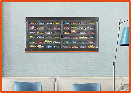 Hot Wheels Toy Car Display Case with Exclusive Mercedes-Benz 190E in 1:64 Scale for High-End Collectors, Premium Fit & Finish, Stores Up to 50 Cars