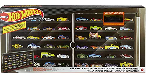 Hot Wheels Toy Car Display Case with Exclusive Mercedes-Benz 190E in 1:64 Scale for High-End Collectors, Premium Fit & Finish, Stores Up to 50 Cars