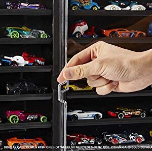 Hot Wheels Toy Car Display Case with Exclusive Mercedes-Benz 190E in 1:64 Scale for High-End Collectors, Premium Fit & Finish, Stores Up to 50 Cars