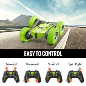 SGILE RC Stunt Car Toy Gift, 4WD Remote Control Car with 2 Sided 360 Rotating Rc Car for Kids Girls Boys Age 6 7 8 12, Green