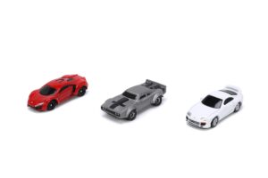 fast & furious 1.65" nano 3-pack wave 4 die-cast cars, toys for kids and adults,red