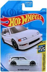 hot wheels '90 honda civic ef, [white] 4/250 speed graphics 8/10