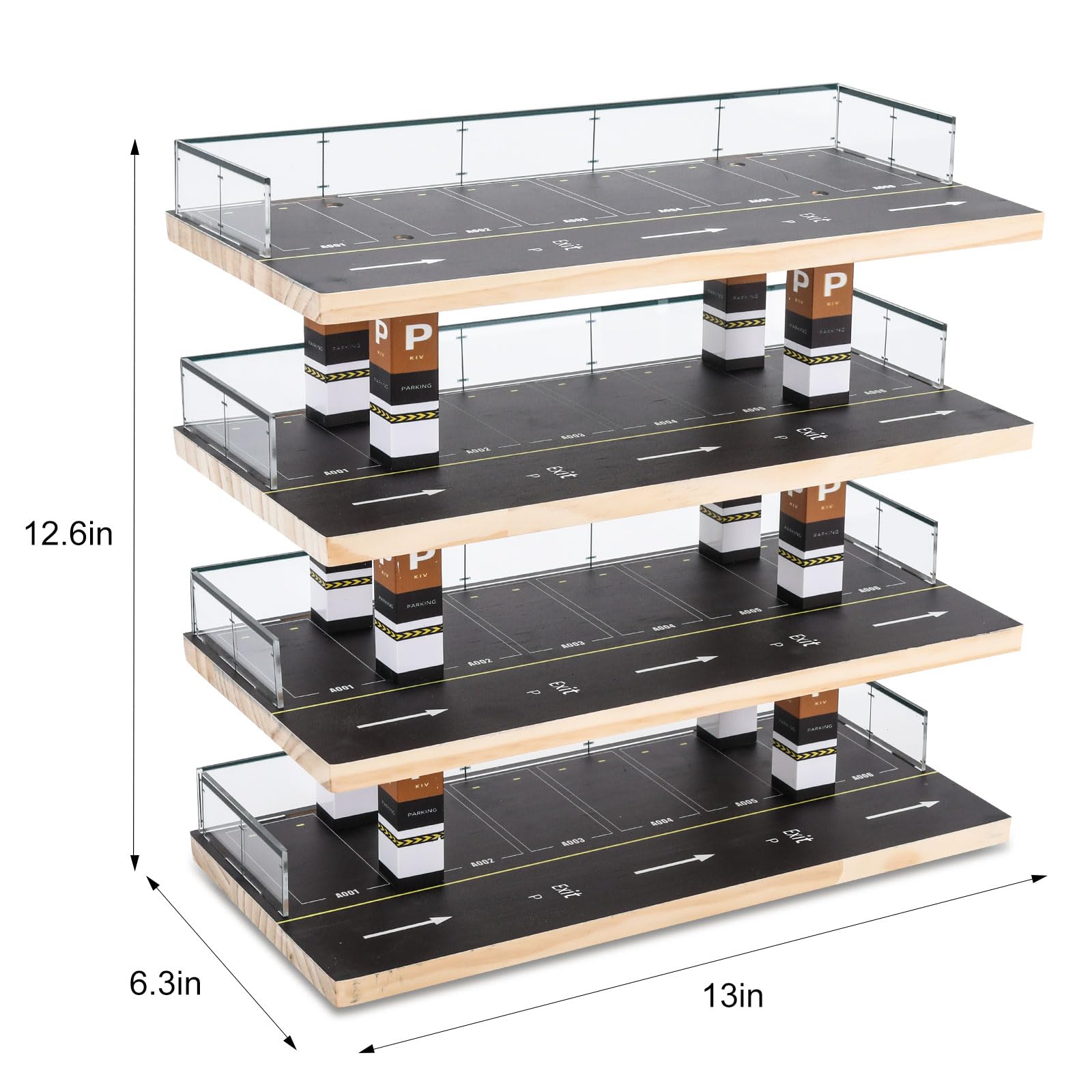 Saichotoy Hot Wheels & MatchBox Display Case, 1/64 Scale Diecast Toy Car Storage, Parking Garage Diorama - Freestanding Storage with 4 levels 24 spots maximum 40 cars