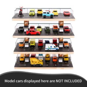 Saichotoy Hot Wheels & MatchBox Display Case, 1/64 Scale Diecast Toy Car Storage, Parking Garage Diorama - Freestanding Storage with 4 levels 24 spots maximum 40 cars