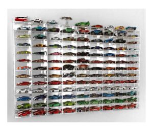 display case wall cabinet for 1:64 scale matchbox hot toy cars wheels 108 slots uv protect mirrored background