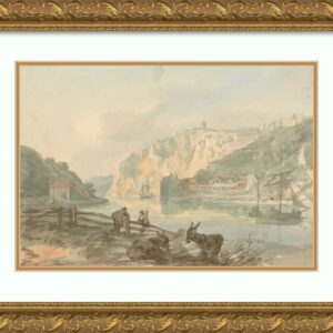 ArtDirect Nicholas Pocock 18x14 Gold Ornate Frame and Double Matted Museum Art Print Titled - Hotwells from Rownham Ferry