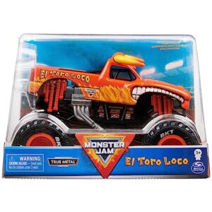 monster jam official monster truck - el toro loco 1:24 scale die-cast vehicle - chrome rims and tires for all playsets - collectible for fans & parties