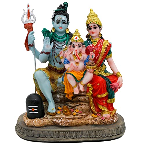 India God Shiva Family Statue - 6.1”H Hindu Idols Shiva Family Sculpture Shiva Ganesh Shiva Parvati Murti Moorti Pooja Idol Diwali Gifts Puja Gifts Home Office Temple Mandir Altar Decor