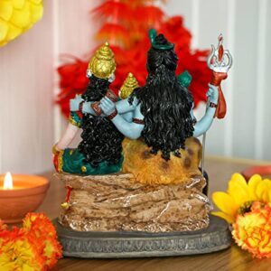 India God Shiva Family Statue - 6.1”H Hindu Idols Shiva Family Sculpture Shiva Ganesh Shiva Parvati Murti Moorti Pooja Idol Diwali Gifts Puja Gifts Home Office Temple Mandir Altar Decor