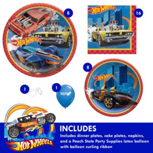 Hot Wheels Party Supplies Bundle with Luncheon Plates, Dessert Plates and Napkins for 8 Guests