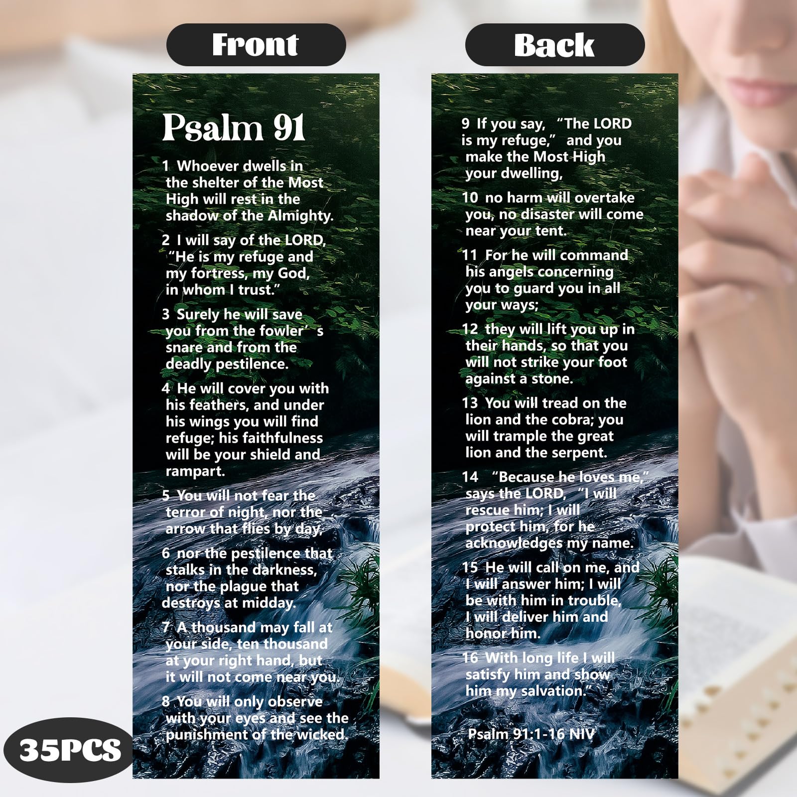 Gueevin 70 Pcs Psalm 91 Bookmarks Christian Bookmarks with Bible Verse Quotes Religious Bookmarks about Protection for Christian Gift Men Women Kids, Military, Firefighters, EMS Paramedics, Policemen