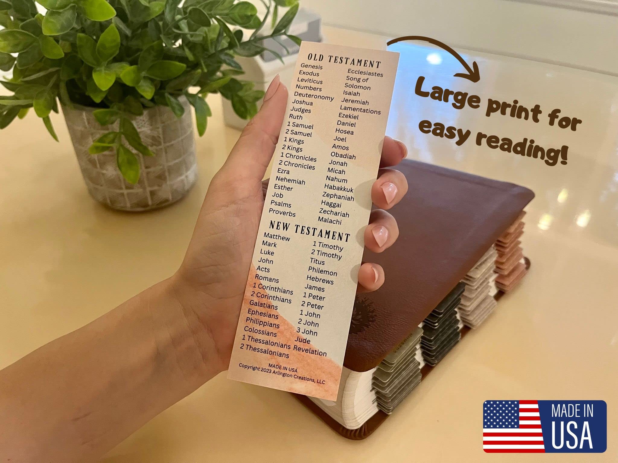 Books of The Bible Christian Bookmark - 20 Pack - Large Print - Made in USA