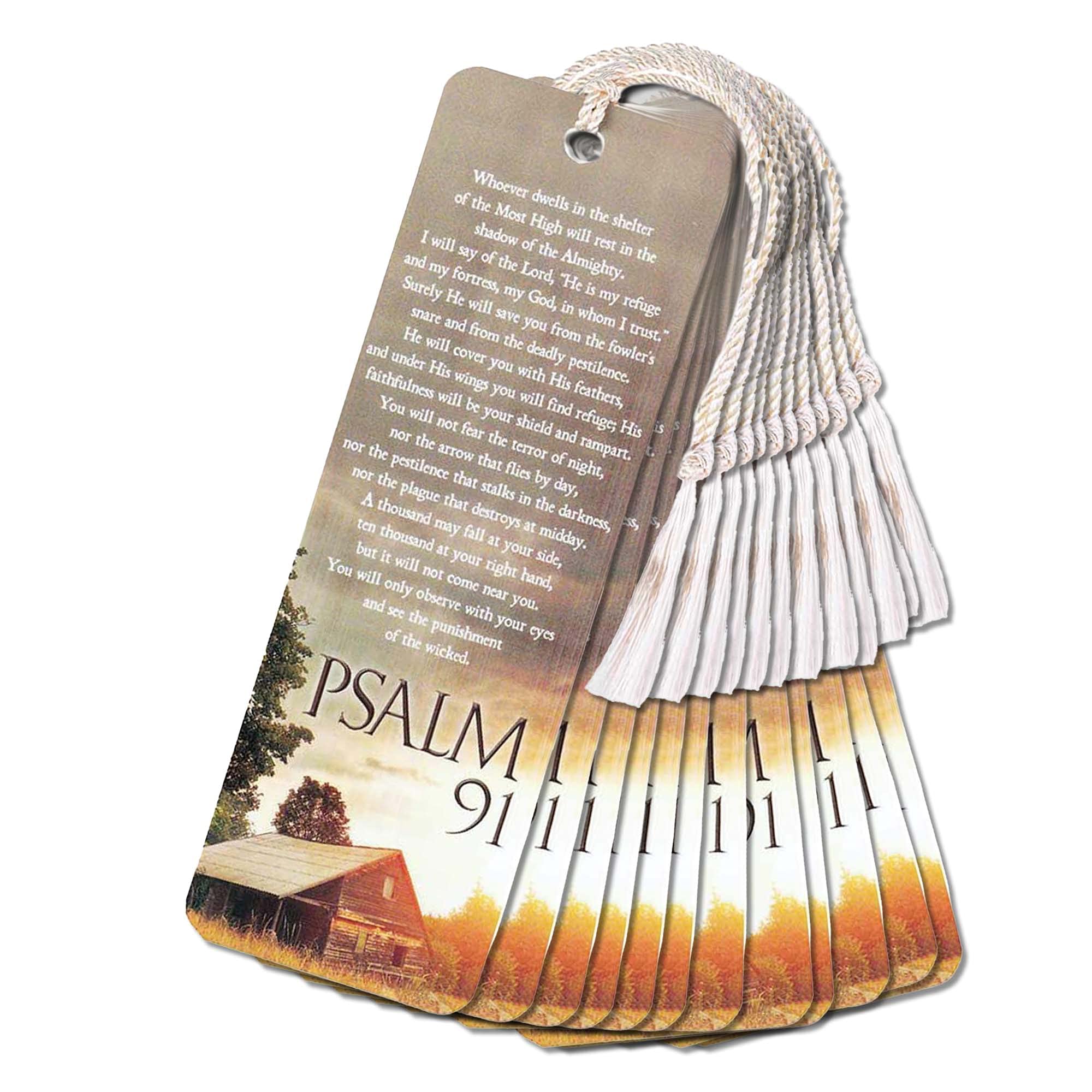 Dicksons Psalm 91 Full Verse Vintage Barn Sunrise Cardstock Tassel Bookmarks Pack of 12