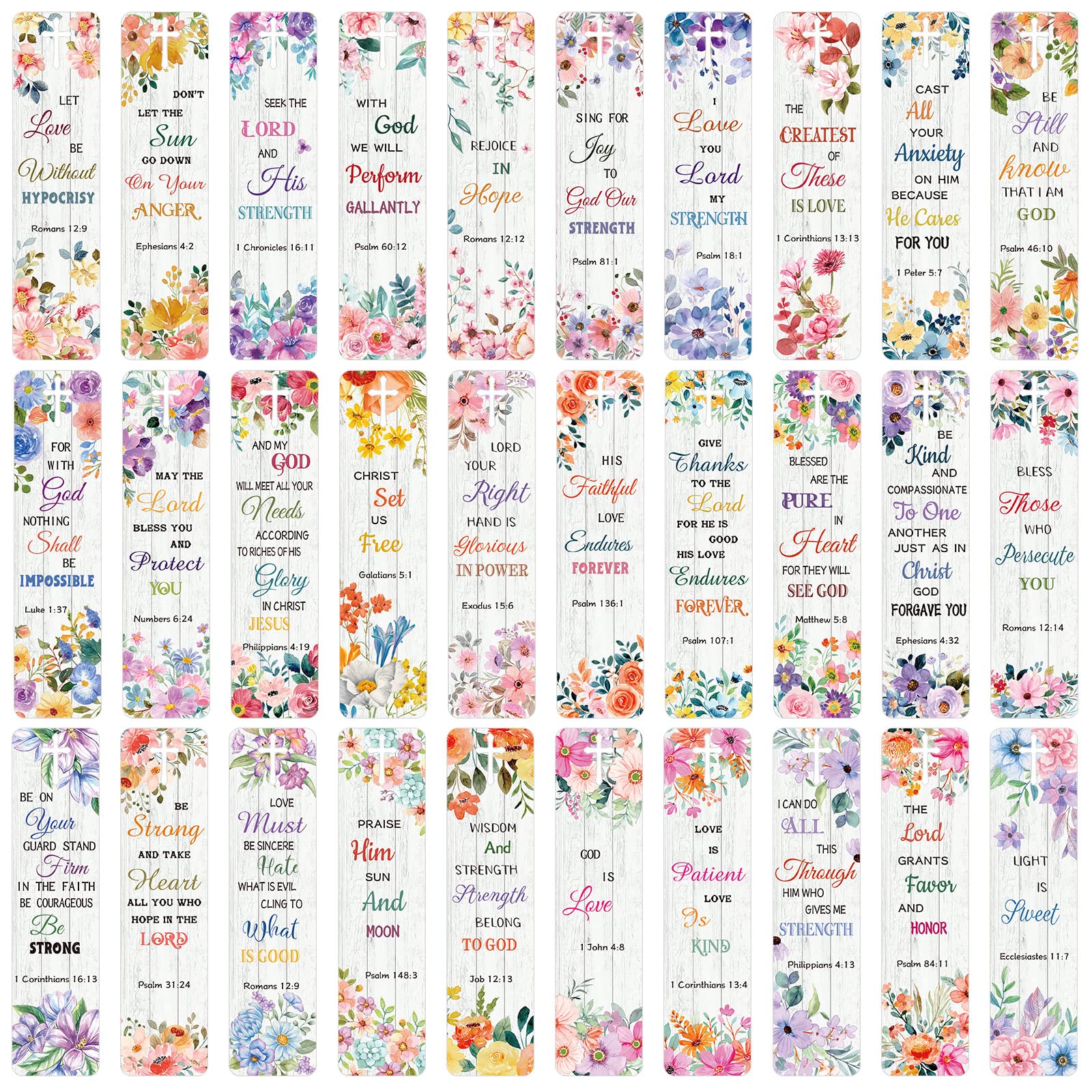 120 Pieces Bible Verses Bookmarks with Hollow Cross for Women Scripture Bookmarks Christian Book Markers for Women Men Church Gifts Supplies (Wood Flower)