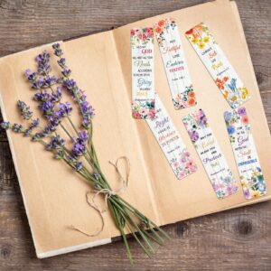 120 Pieces Bible Verses Bookmarks with Hollow Cross for Women Scripture Bookmarks Christian Book Markers for Women Men Church Gifts Supplies (Wood Flower)