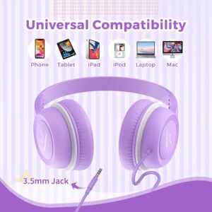 vinamass Kids Headphones, Ear Headphones for Kids, Wired Headphones with Safe Volume Limiter 85dB, Kids Headphones with Cord 3.5mm Jack Wired for Children/School