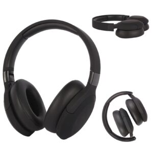 bluetooth headphones over ear, wired/wireless overhead headphones with microphone, soft earmuffs & foldable lightweight bluetooth headsets with hi-fi stereo sound for laptop pc cellphone (black)