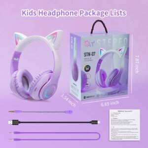 TOKANI Cat Ear Headphones, Kids Bluetooth Headphone with Microphone,Foldable Comfortable and Adjustable Wireless/Wire Over Ear Headset for Girls Teenagers and Adults