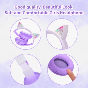 TOKANI Cat Ear Headphones, Kids Bluetooth Headphone with Microphone,Foldable Comfortable and Adjustable Wireless/Wire Over Ear Headset for Girls Teenagers and Adults