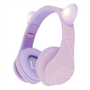 powerlocus kids headphones over-ear, bluetooth wireless headphones for kids,with microphone, safe 85db volume limited, foldable with carry case, audio cable, micro sd mode for online classes,pc,phones