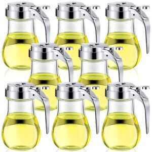 mimorou 8 pcs 6 oz glass syrup dispenser with retracting spout coffee syrup dispenser creamer dispenser dispensing thumb lever, pancake house pattern