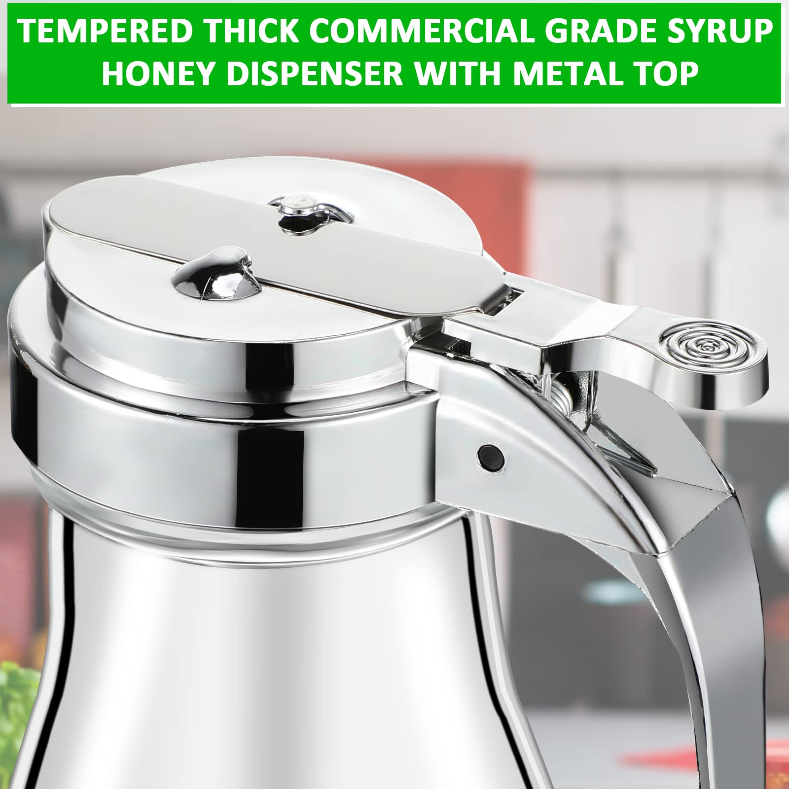 Mimorou 8 Pcs 6 oz Glass Syrup Dispenser with Retracting Spout Coffee Syrup Dispenser Creamer Dispenser Dispensing Thumb Lever, Pancake House Pattern