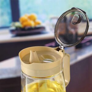 TENTA KITCHEN Oil Dispenser Vinegar Dispenser Maple Syrup Dispenser Glass Bottle Cruet No Drip Plastic Bottle Spout with Protective Cap drip Free Pour spout restarant 22Oz (Beige 1PC)