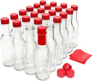 nicebottles hot sauce bottles with red caps & shrink bands, 5 oz - case of 24